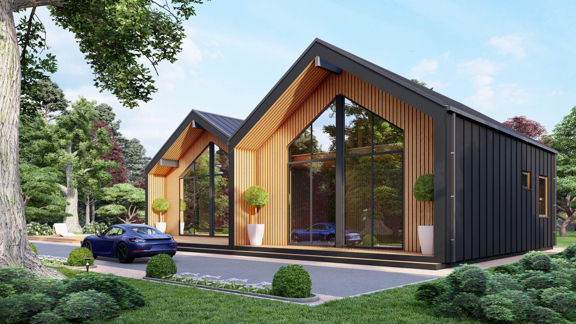 Hausprojekt HB140 - 140 m2, 1 Stockwerk, geneigtes Dach | ATLAS HAUS